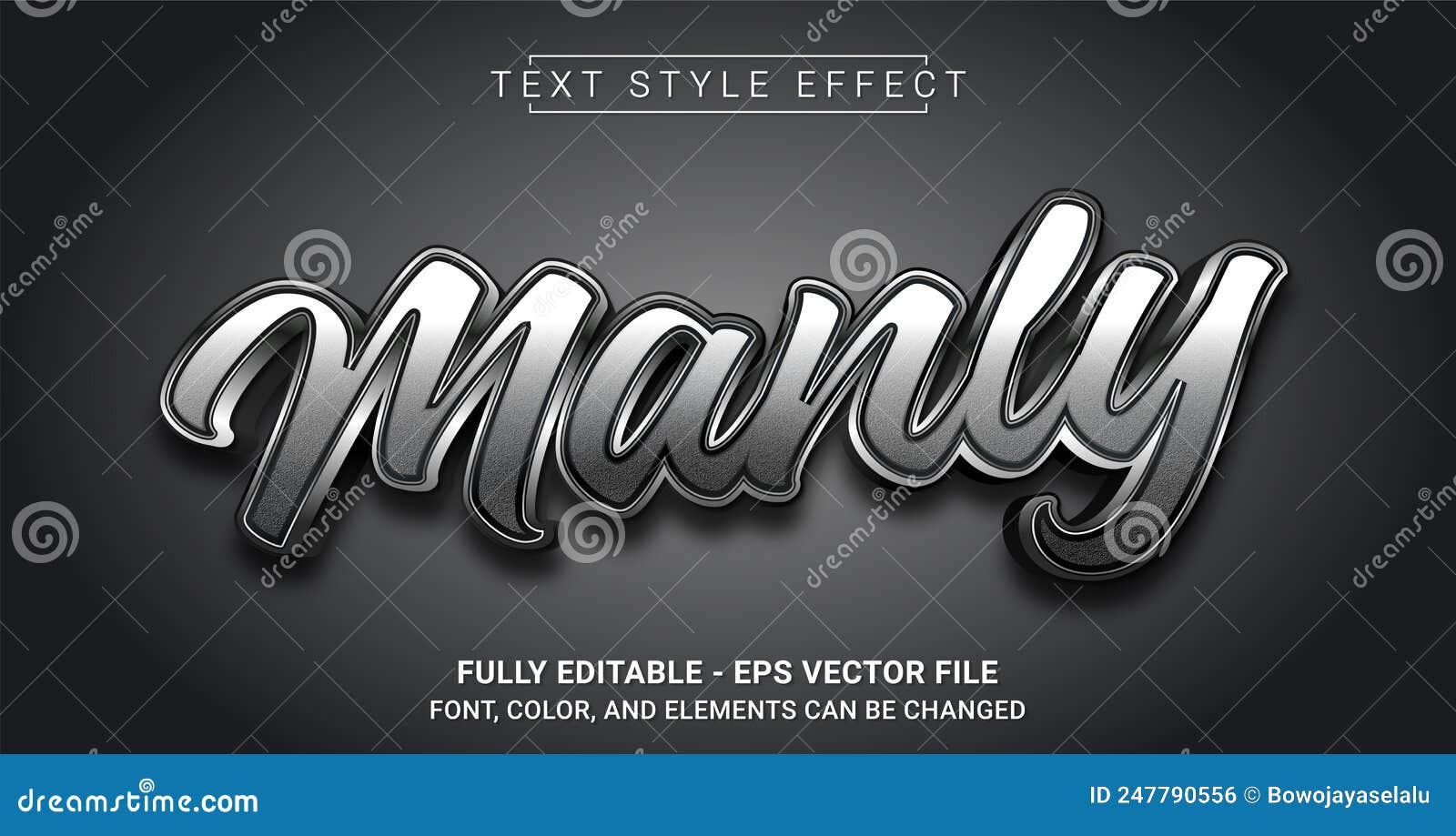Manly Text Style Effect. Editable Graphic Text Template Stock Vector ...