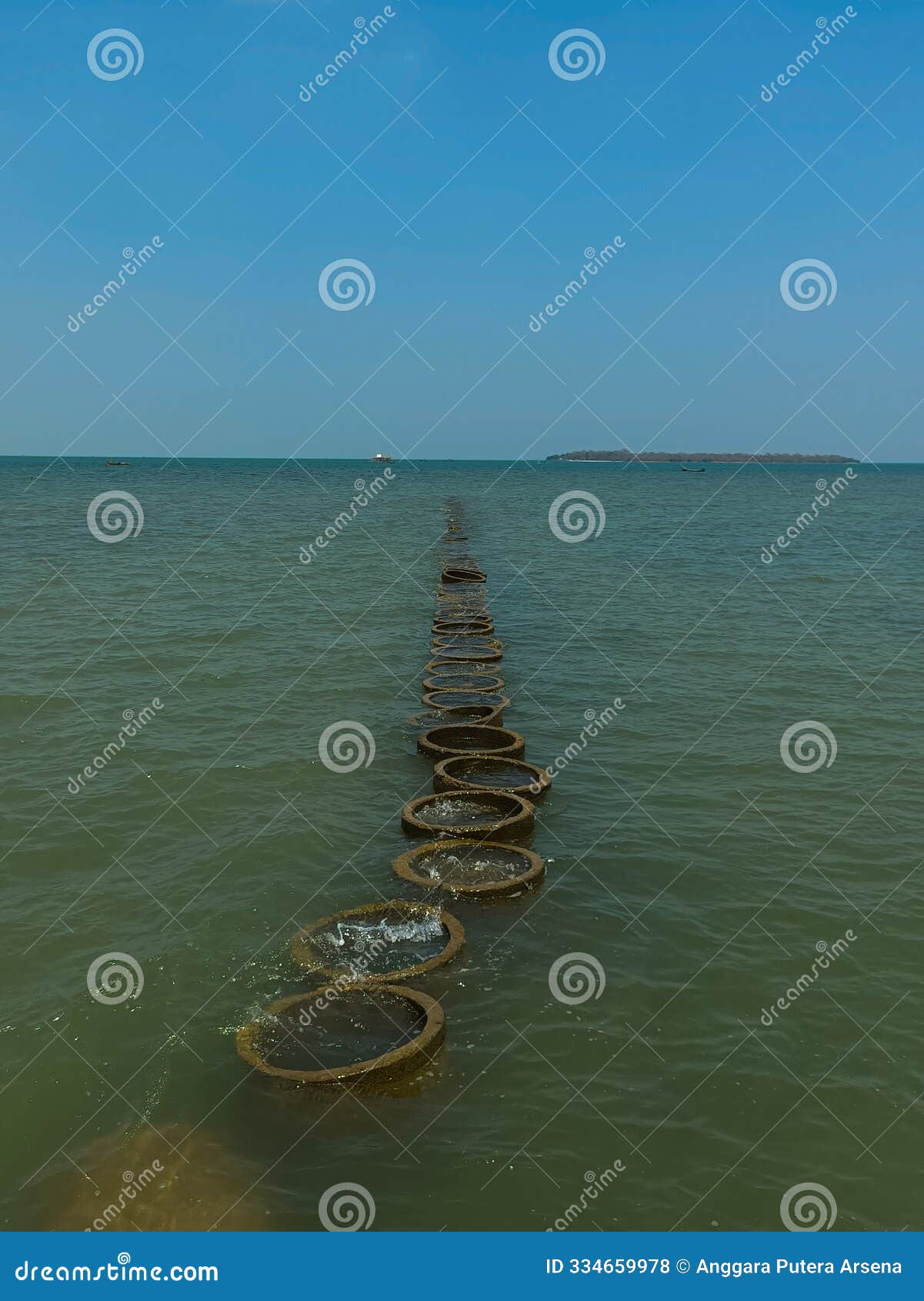 Manmade Pathway of Circular Structures Leading Far into the Sea with ...