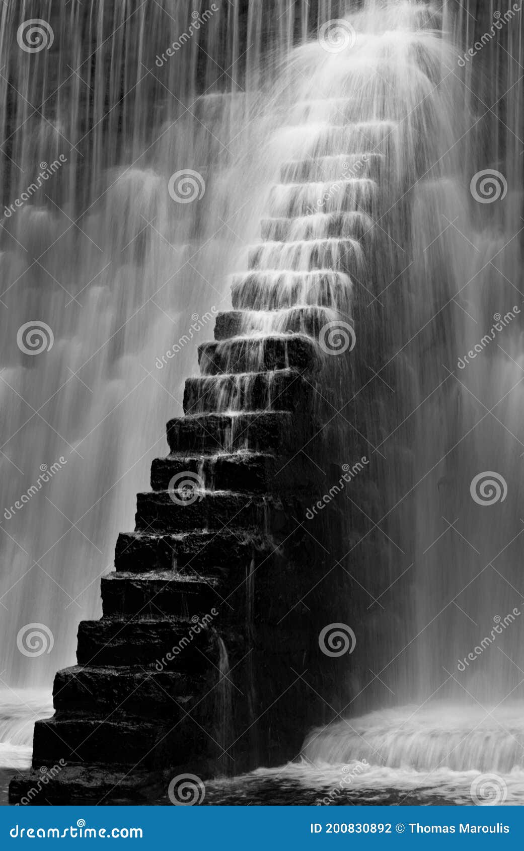 Artificial Cascading Waterfall Stock Photo - Image of cascade, black ...