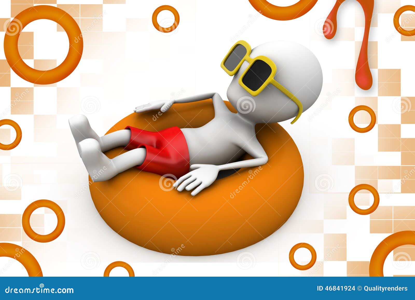 Mann 3d, Der in Einer Poolillustration Sich Entspannt Stock Abbildung ...