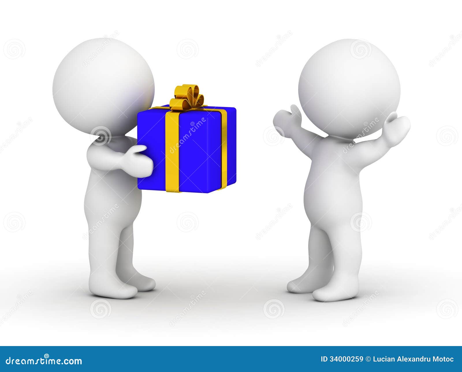 Mann 3D, Der Eingewickeltes Geschenk Gibt Stock Abbildung ...