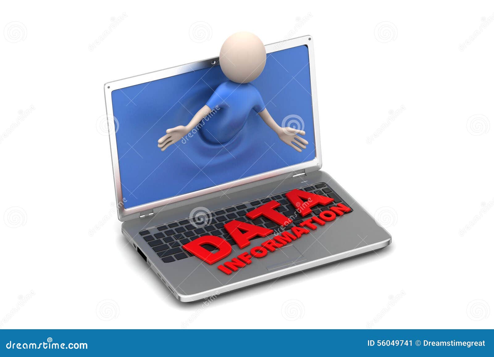 Mann 3d Durch Den Laptop, Der Daten Zeigt Stock Abbildung ...