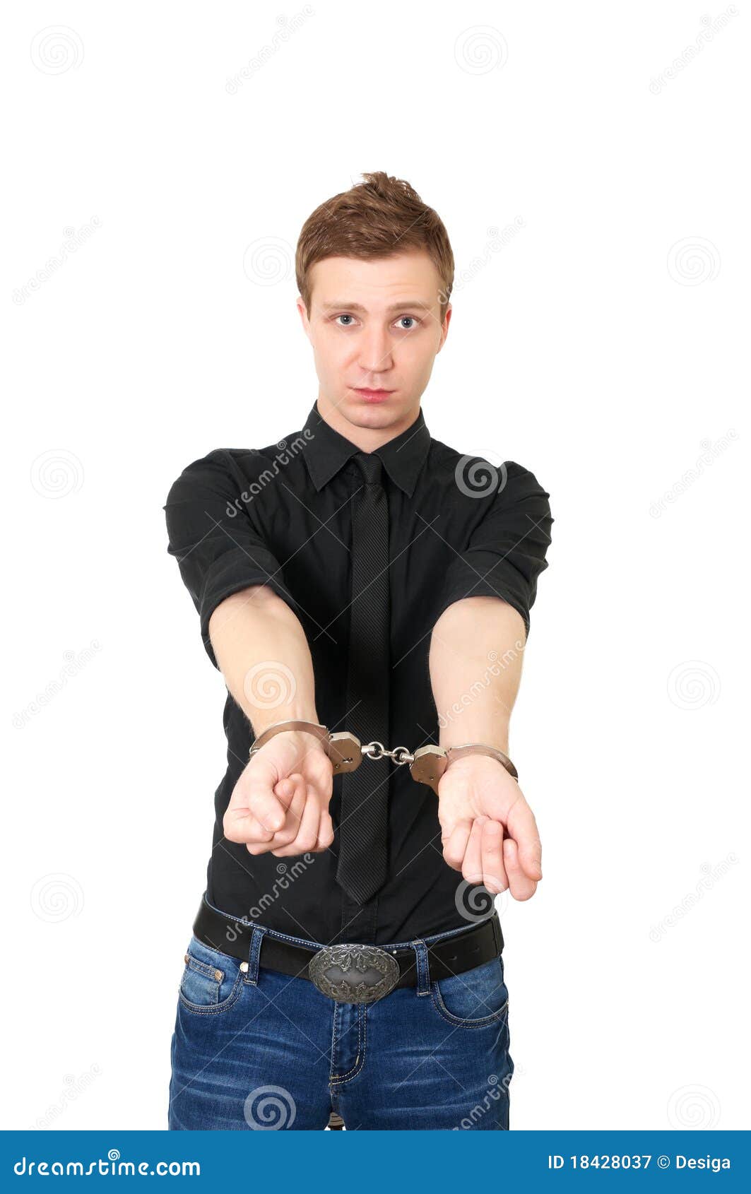 Mann in den Handschellen stockbild. Bild von person, verzögerung - 18428037