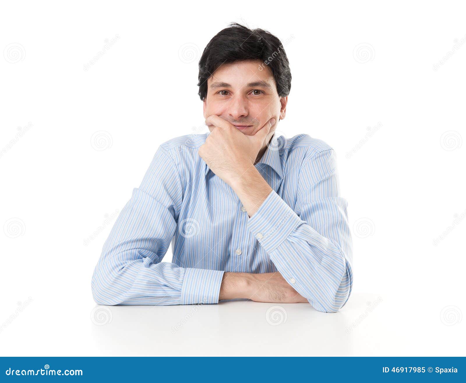 Mann, Der am Dask Und am Denken Sitzt Stockbild - Bild von tabelle ...