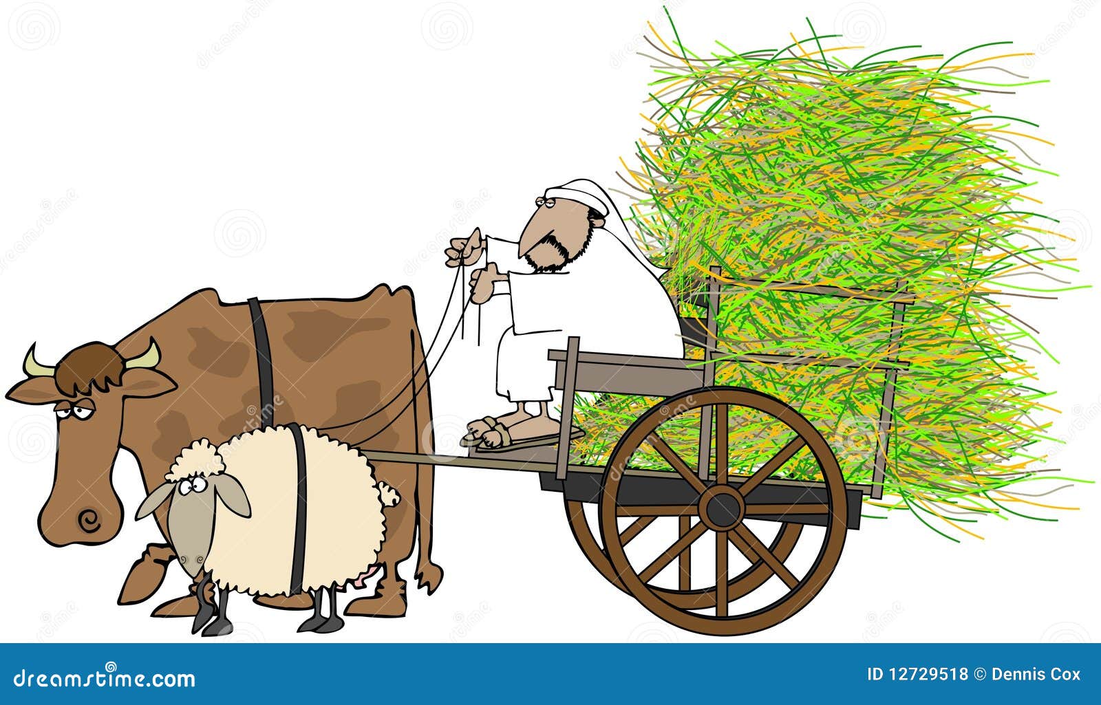 Mann, Der Einen Heu-Wagen Antreibt Stock Abbildung - Illustration von ...