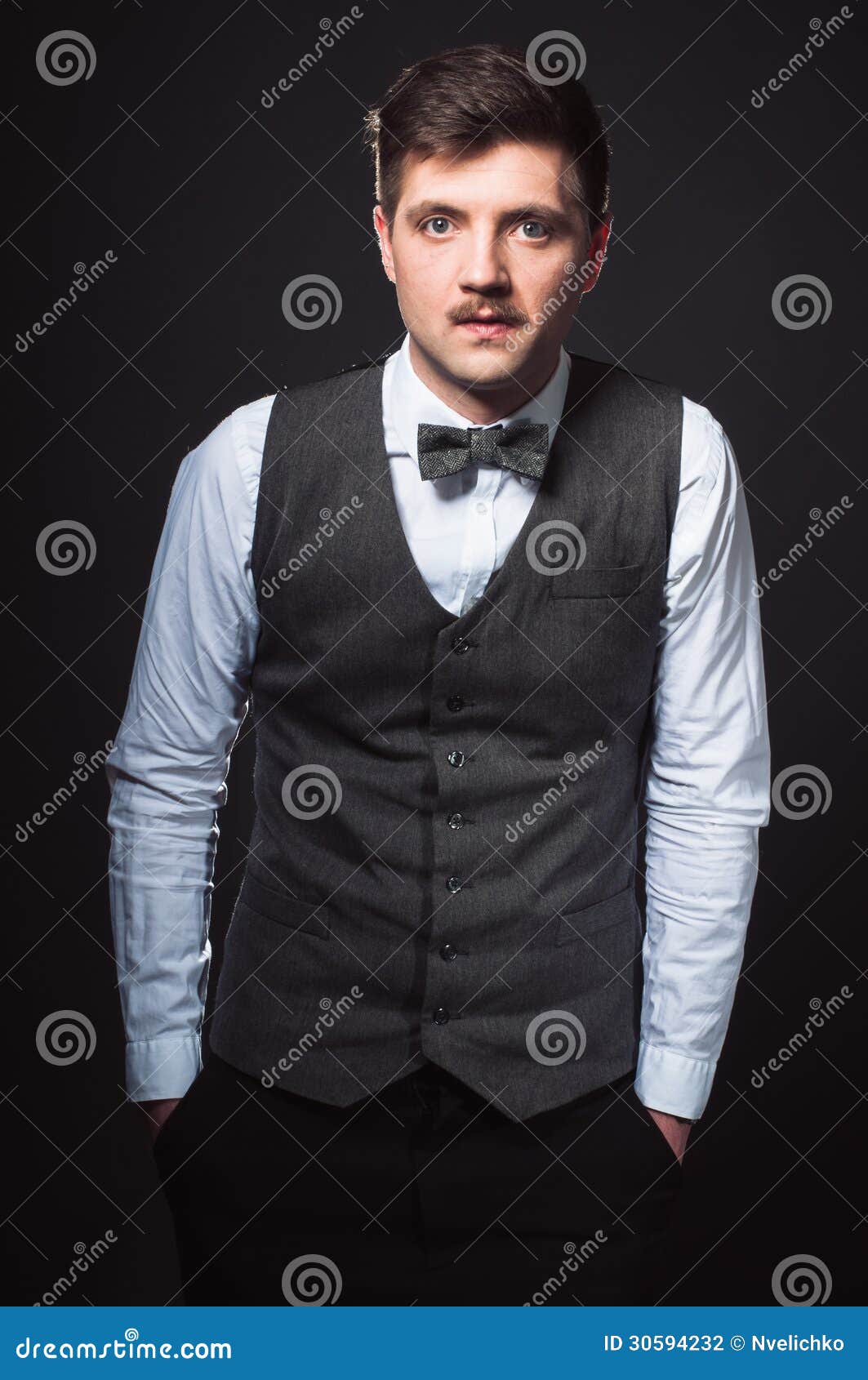 Mann in der Fliege stockfoto. Bild von stattlich, person - 30594232