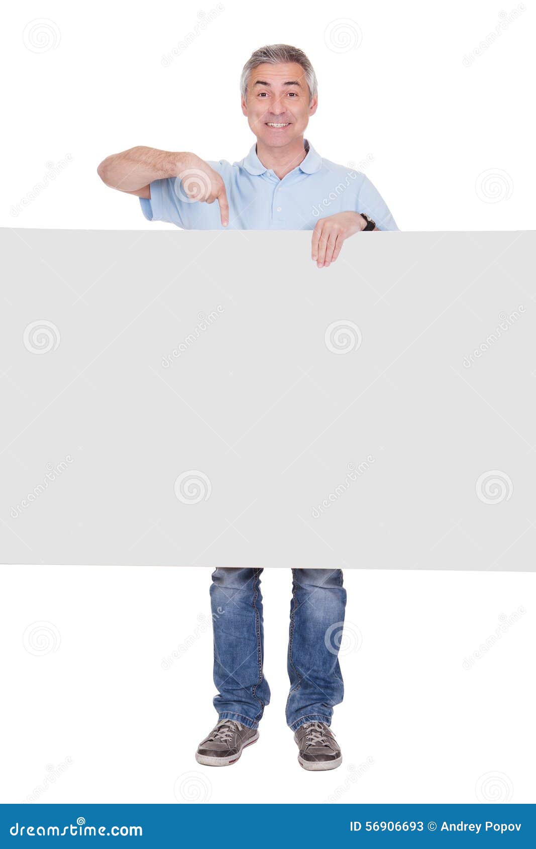 Mann, Der Leeres Plakat Darstellt Stockbild - Bild von leute, geste ...