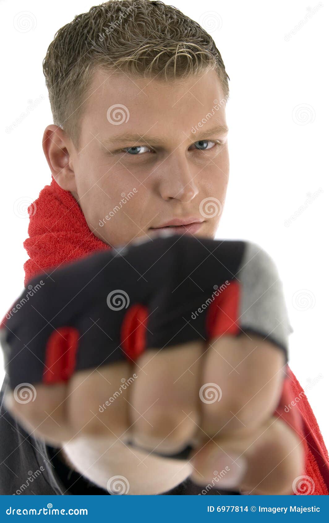 Mann, der Locher zeigt stockfoto. Bild von haltung, schauen - 6977814