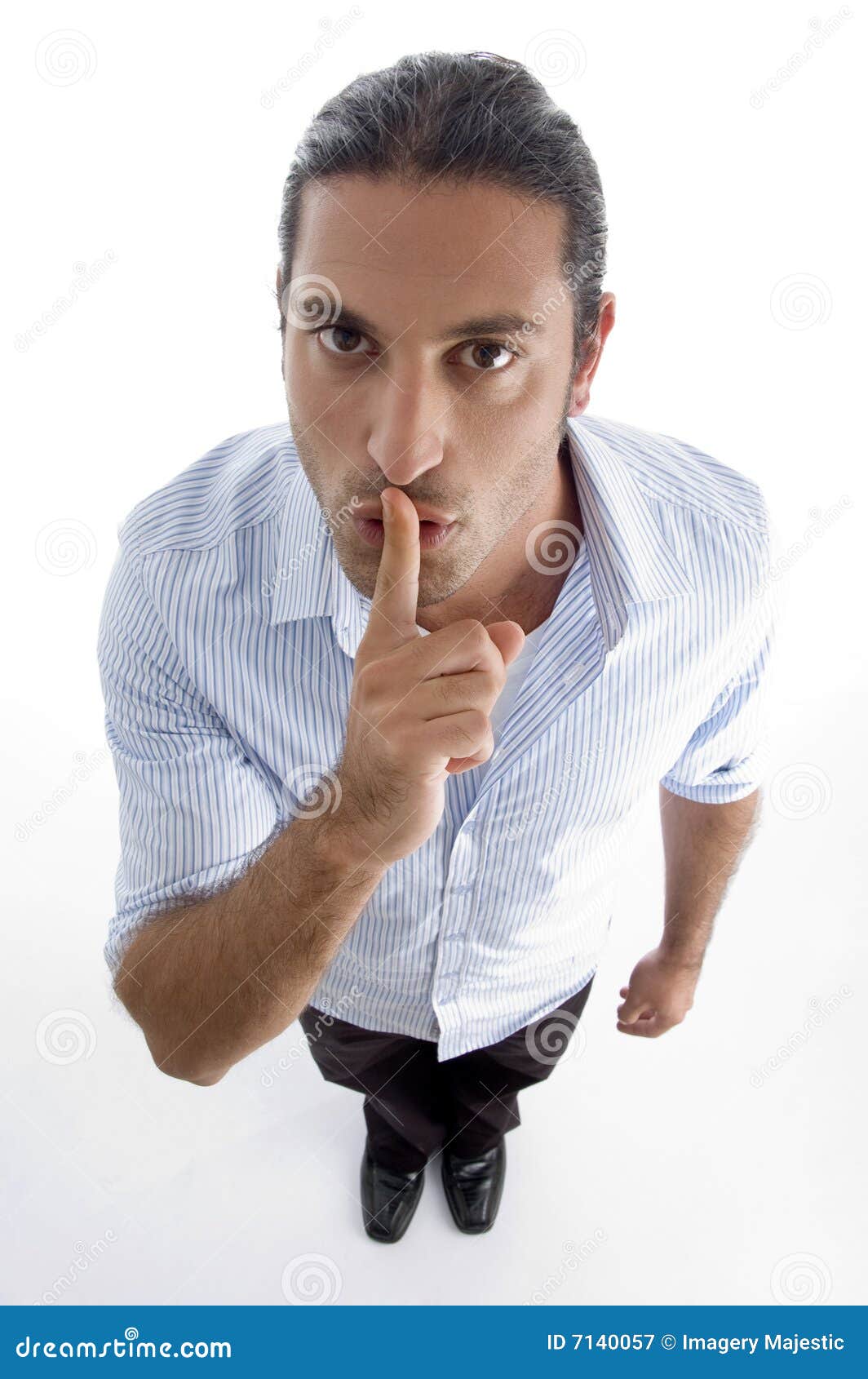 Mann, Der Mit Handgeste Shushing Ist Stockbild - Bild von zwanziger ...