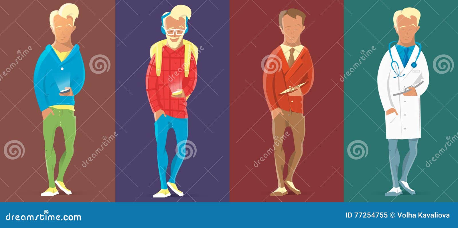 Mann, Der Mit Handie Oder Handy Geht Manager, Hippie, Doktor, Zufällige ...