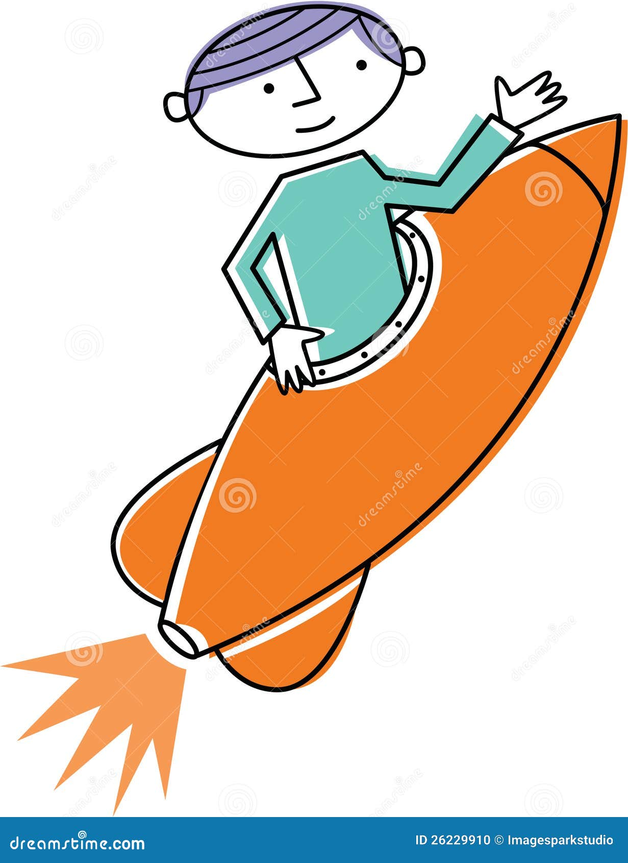 Mann in der Rakete stock abbildung. Illustration von taille - 26229910