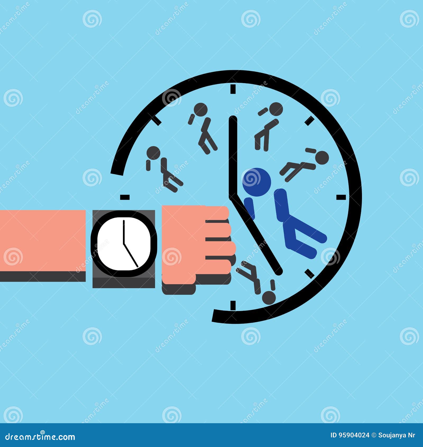 Mann, Der Rund Um Die Uhr Arbeitet Vektor Abbildung - Illustration von ...