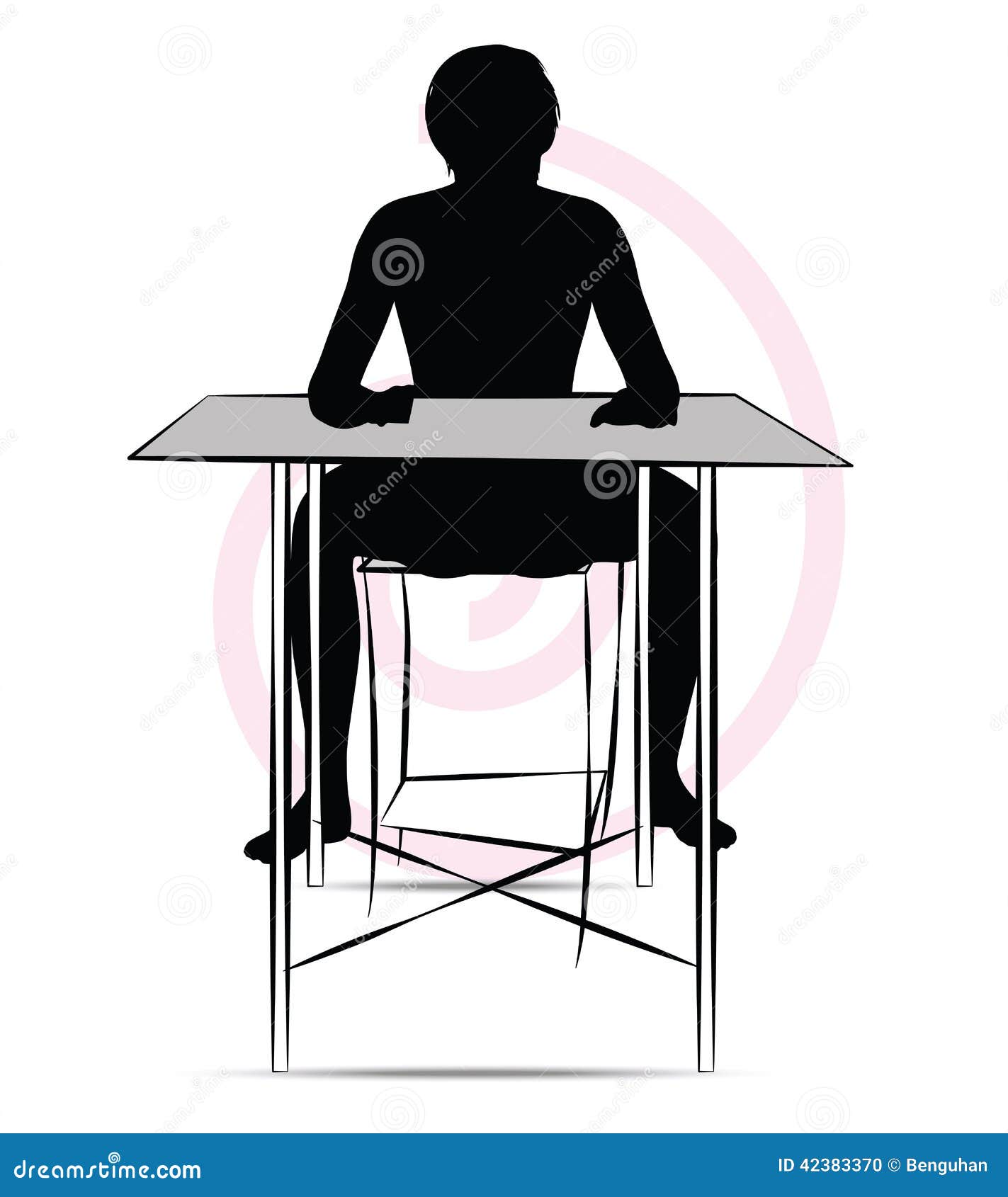 Mann, der am Tisch sitzt stock abbildung. Illustration von sitzung ...