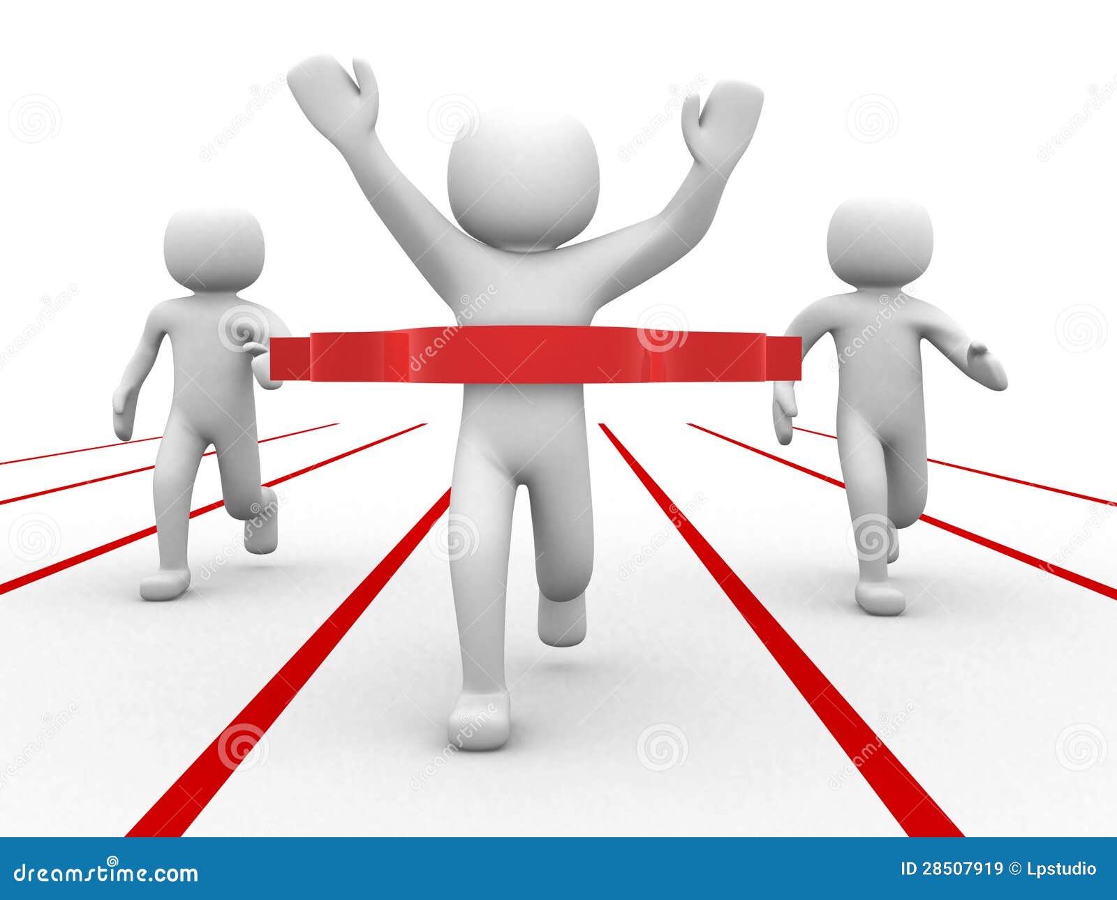 Mann Des Siegers 3d Auf Einer Ziellinie Stock Abbildung - Illustration ...