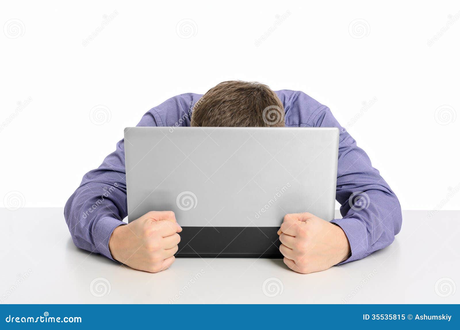 Mann Frustriert Mit Seiner Laptop-Computer Stockbild - Bild von einheit ...