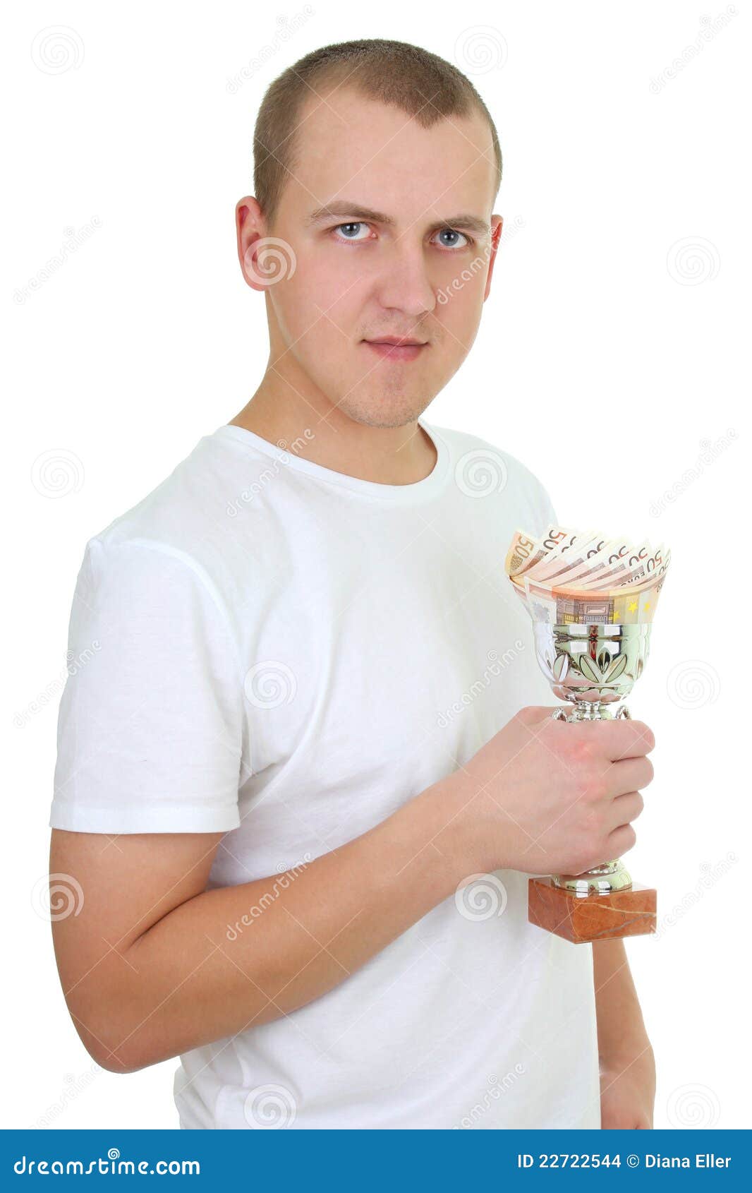 Mann mit Cup Geld stockfoto. Bild von getrennt, austausch - 22722544