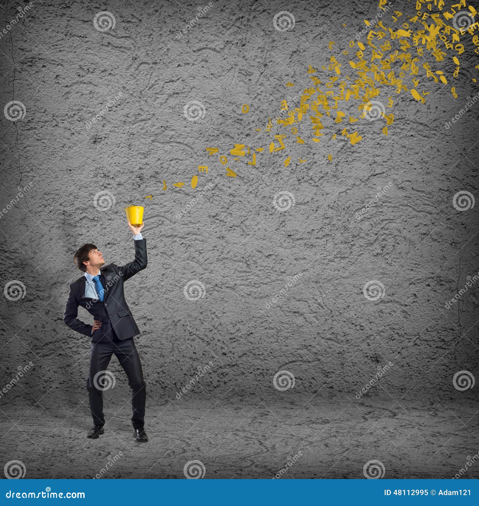 Mann mit Eimer stockbild. Bild von darstellung, welle - 48112995