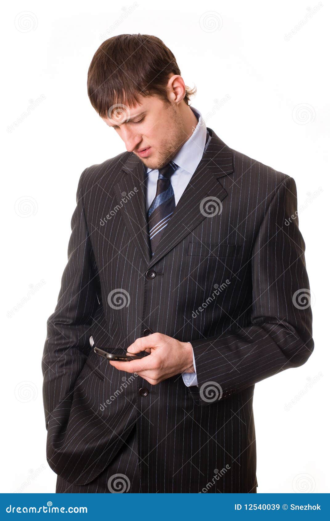 Mann Mit Einem Handy in Der Hand Stockbild - Bild von elektronik, bart ...