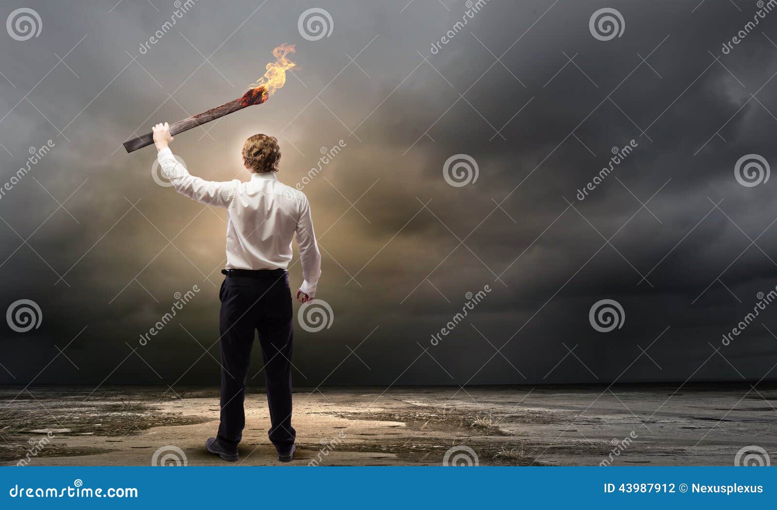 Mann mit Fackel stockfoto. Bild von karriere, tapfer - 43987912