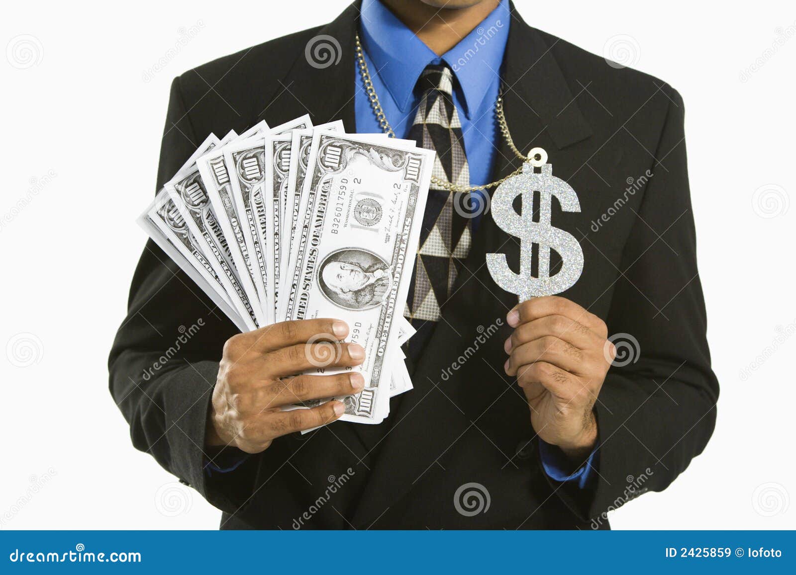 Mann mit Geld. stockbild. Bild von hundert, bargeld, hand - 2425859