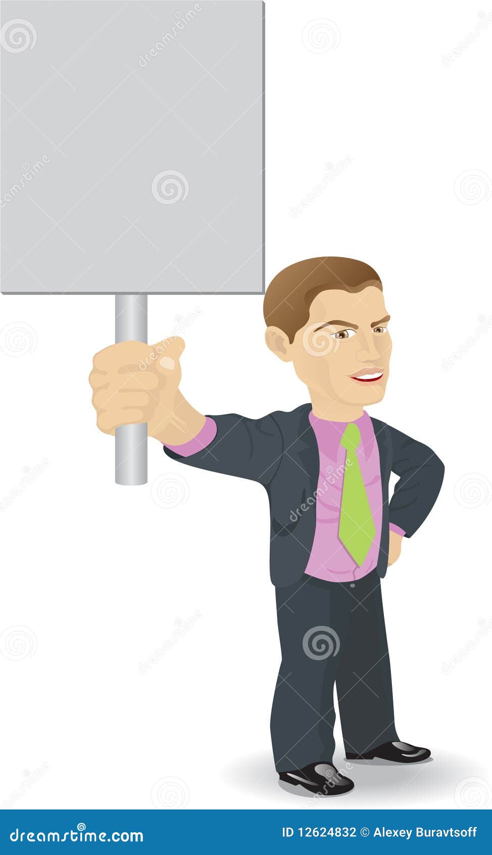 Mann mit Handzettel vektor abbildung. Illustration von hell - 12624832