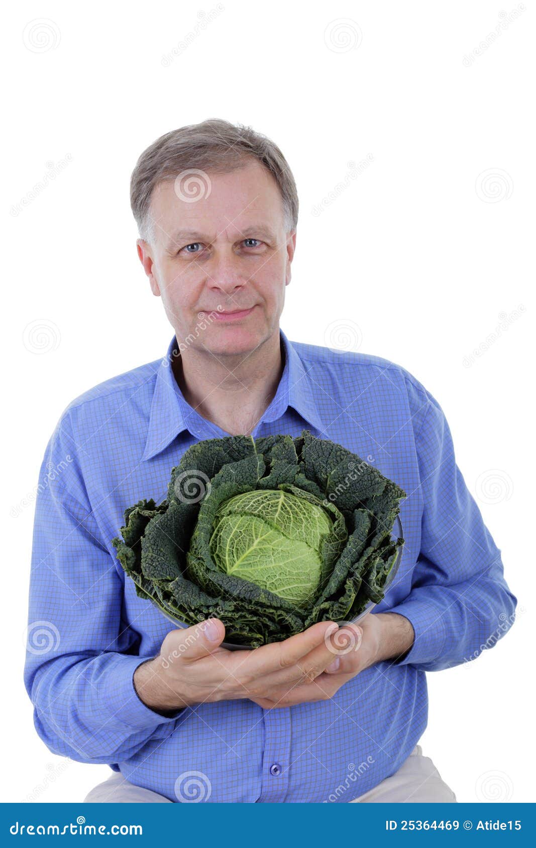 Mann mit Kohl stockbild. Bild von getrennt, studio, porträt - 25364469