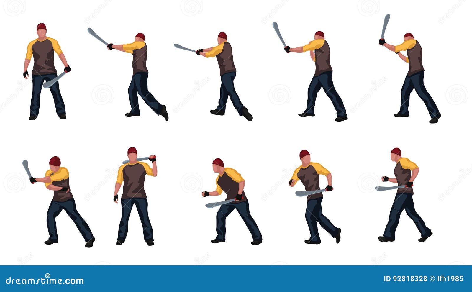 Mann Mit Machete Stellte 01 Ein Vektor Abbildung - Illustration von ...