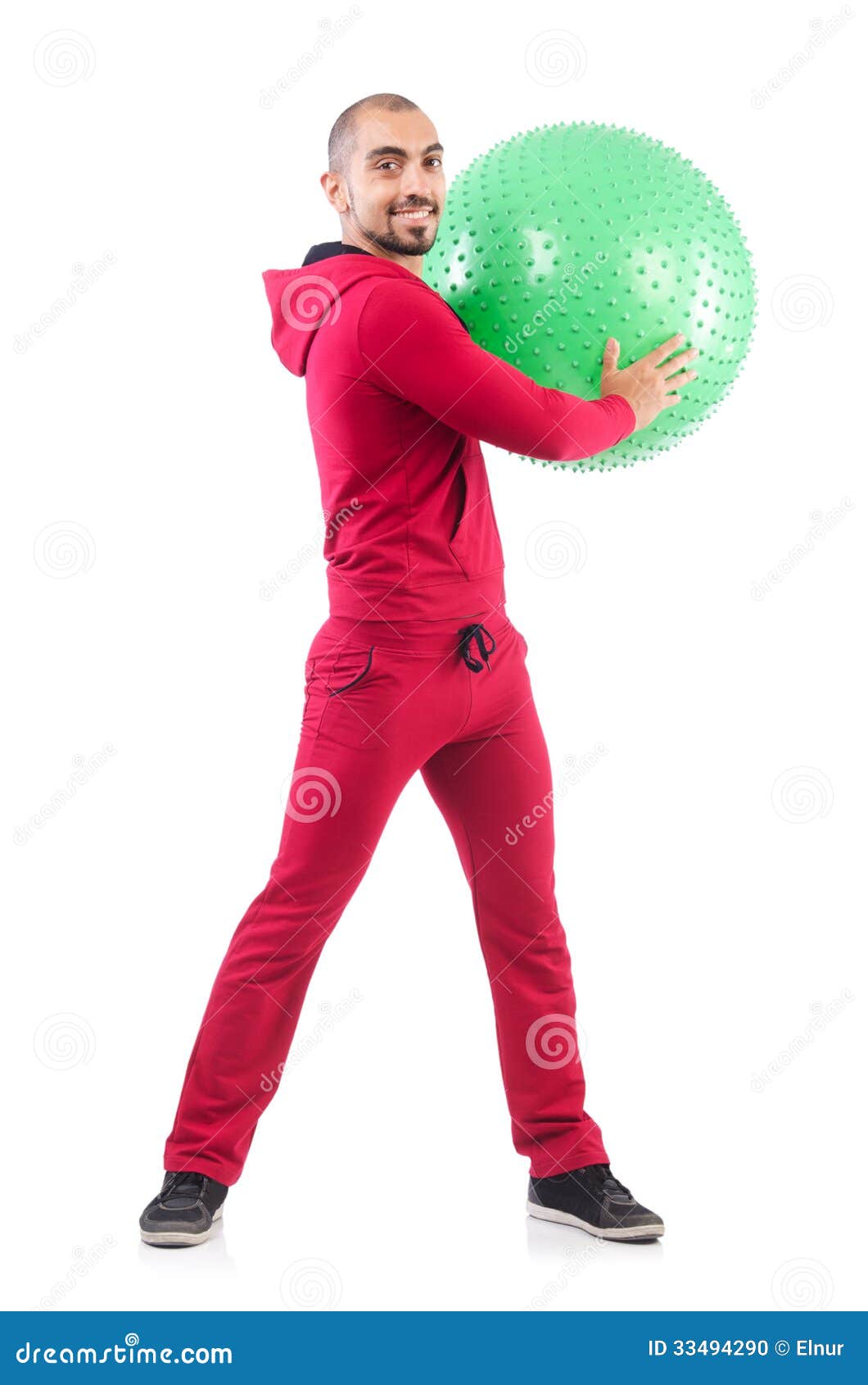 Mann mit Schweizer Ball stockfoto. Bild von form, attraktiv - 33494290