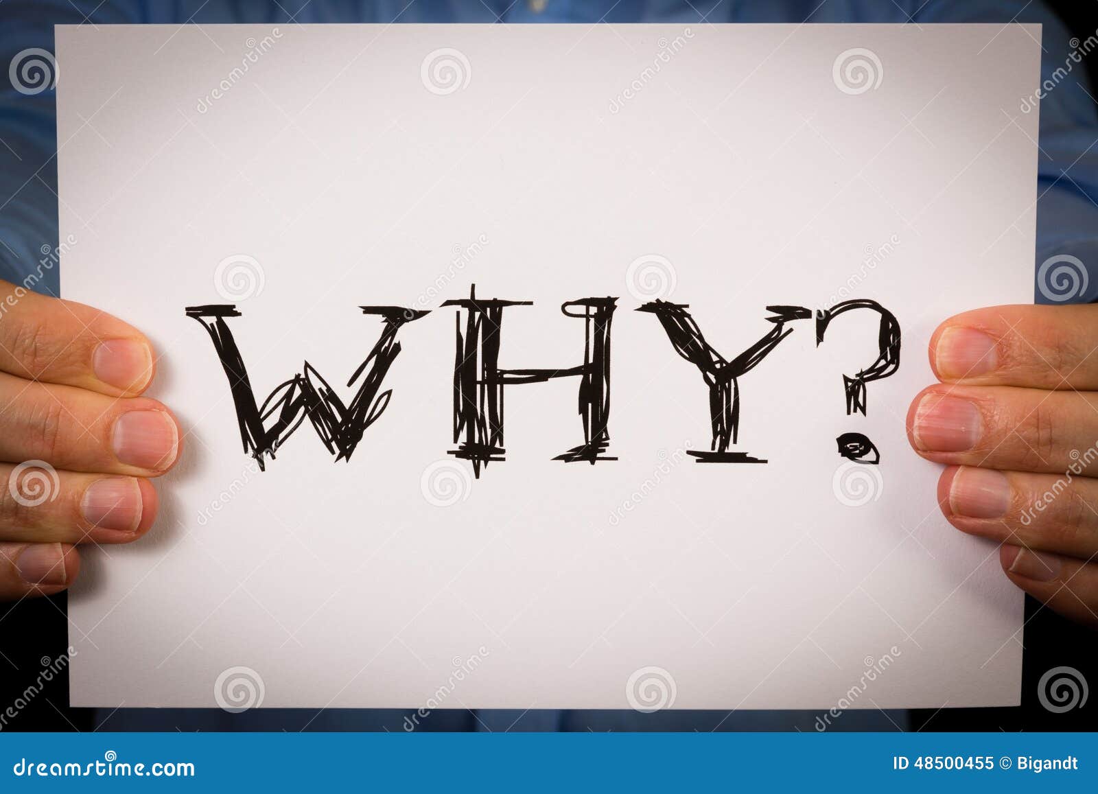 Mann mit warum Zeichen stockbild. Bild von mann, belästigung - 48500455