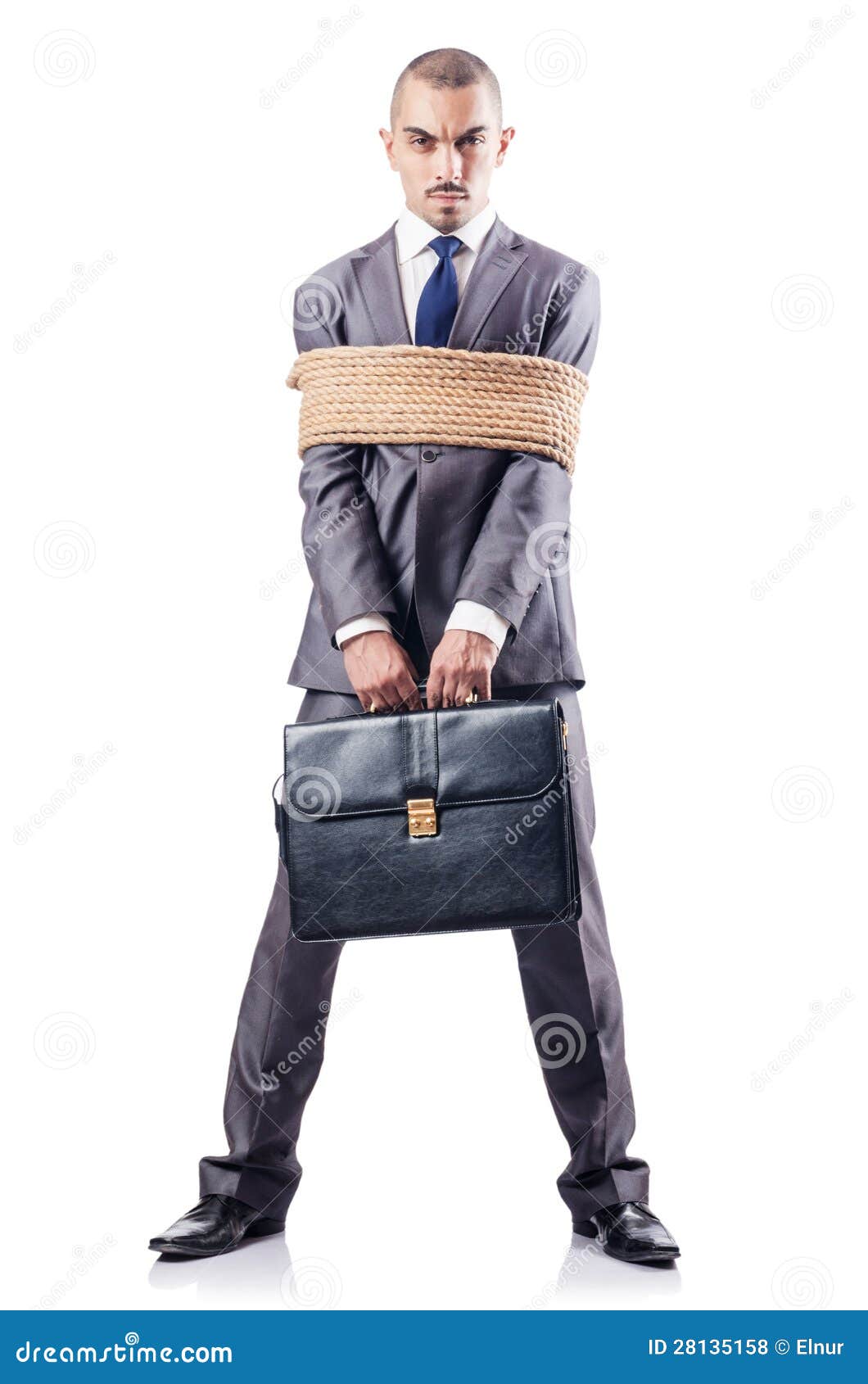 Mann Oben Gebunden Mit Seil Stockfoto - Bild von lustig, büro: 28135158