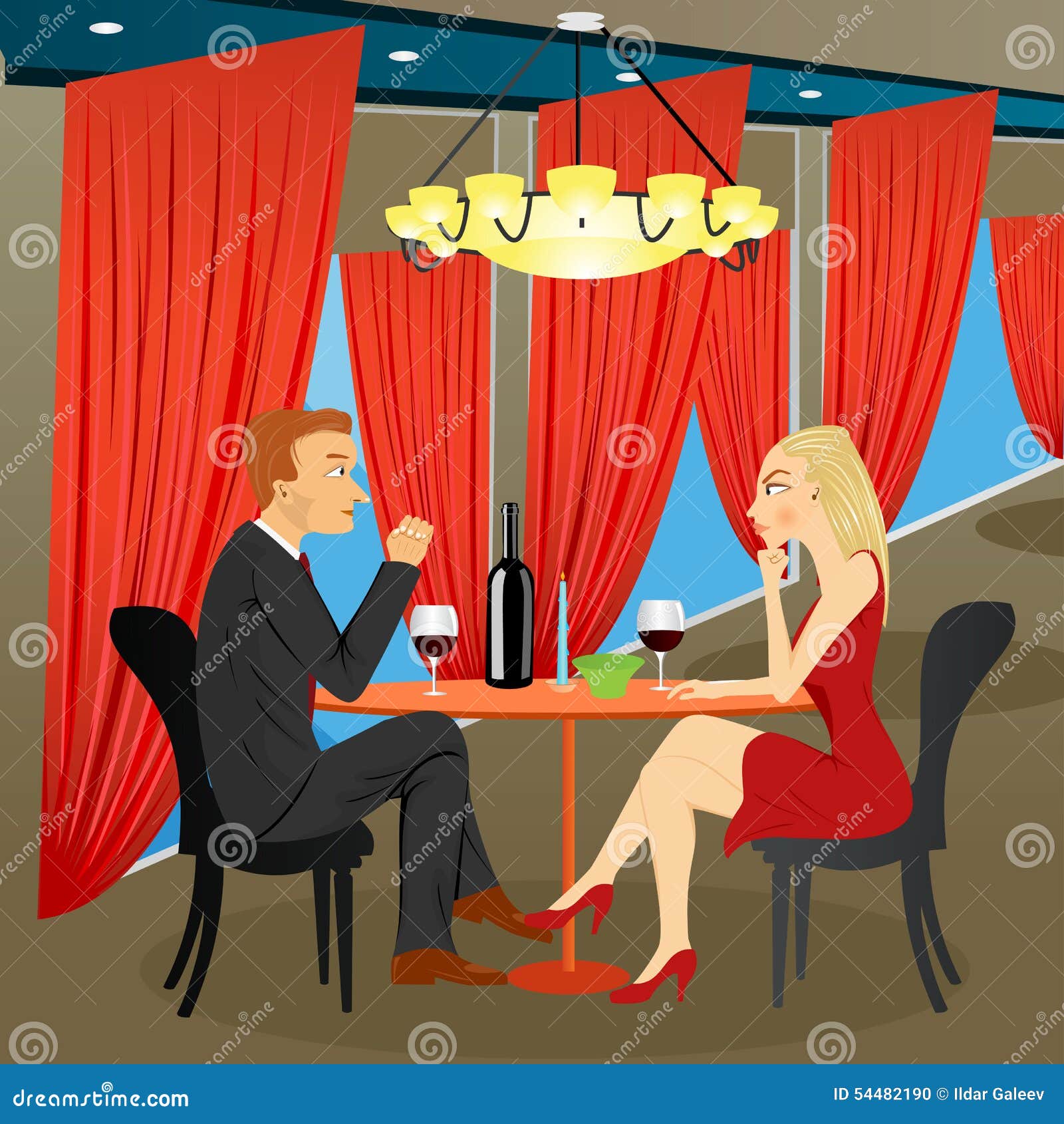 Mann Und Frau, Die Im Restaurant Sitzen Vektor Abbildung - Illustration ...