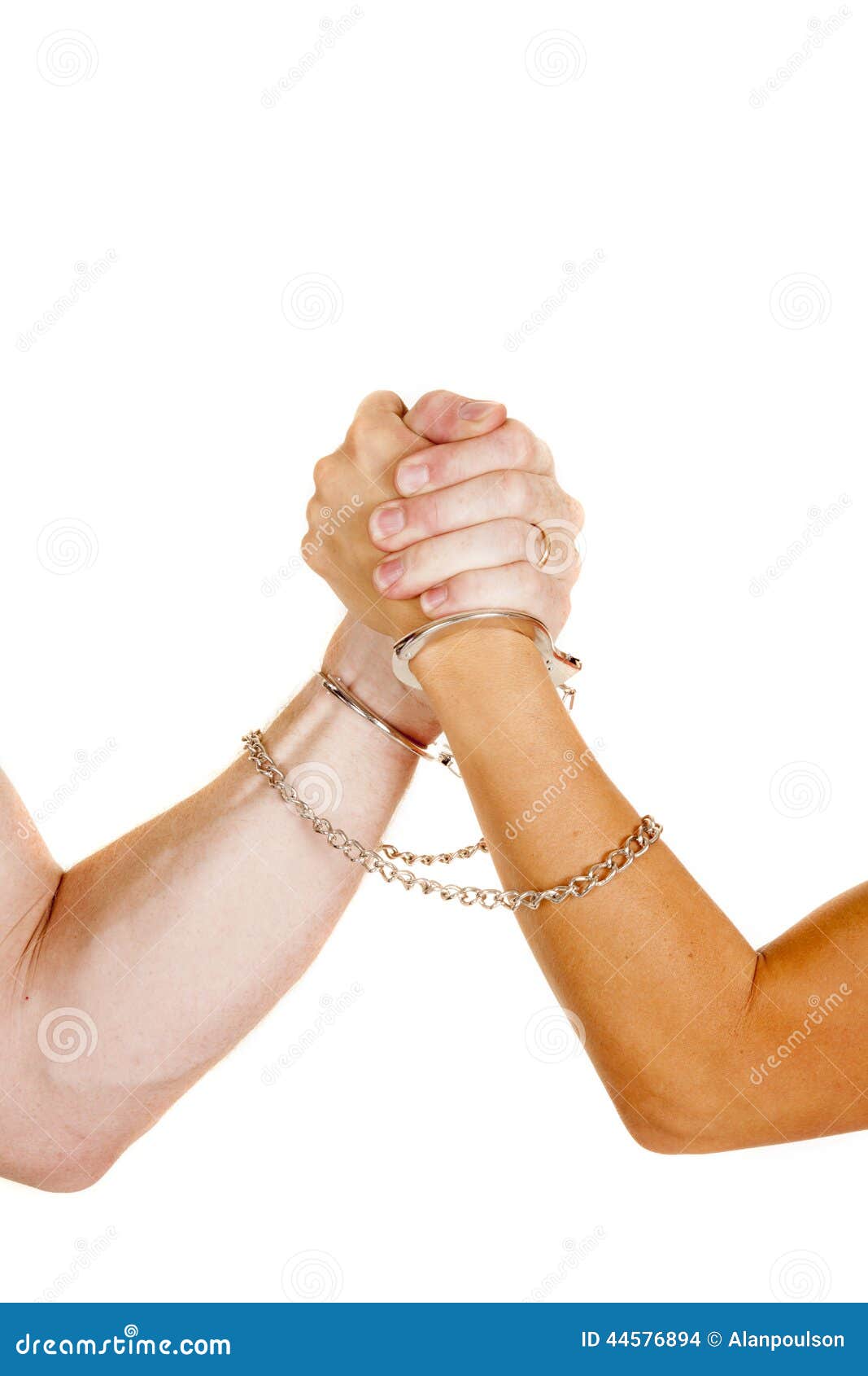 Mann- Und Frauenarm Wringen Mit Den Handschellen an Stockfoto - Bild ...