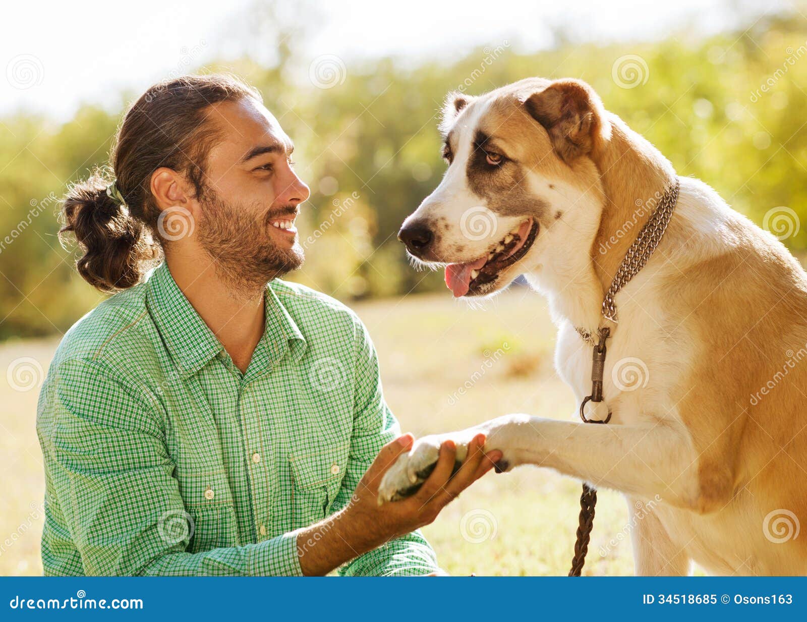 Mann und Hund stockbild. Bild von erwachsener, tier, glücklich - 34518685