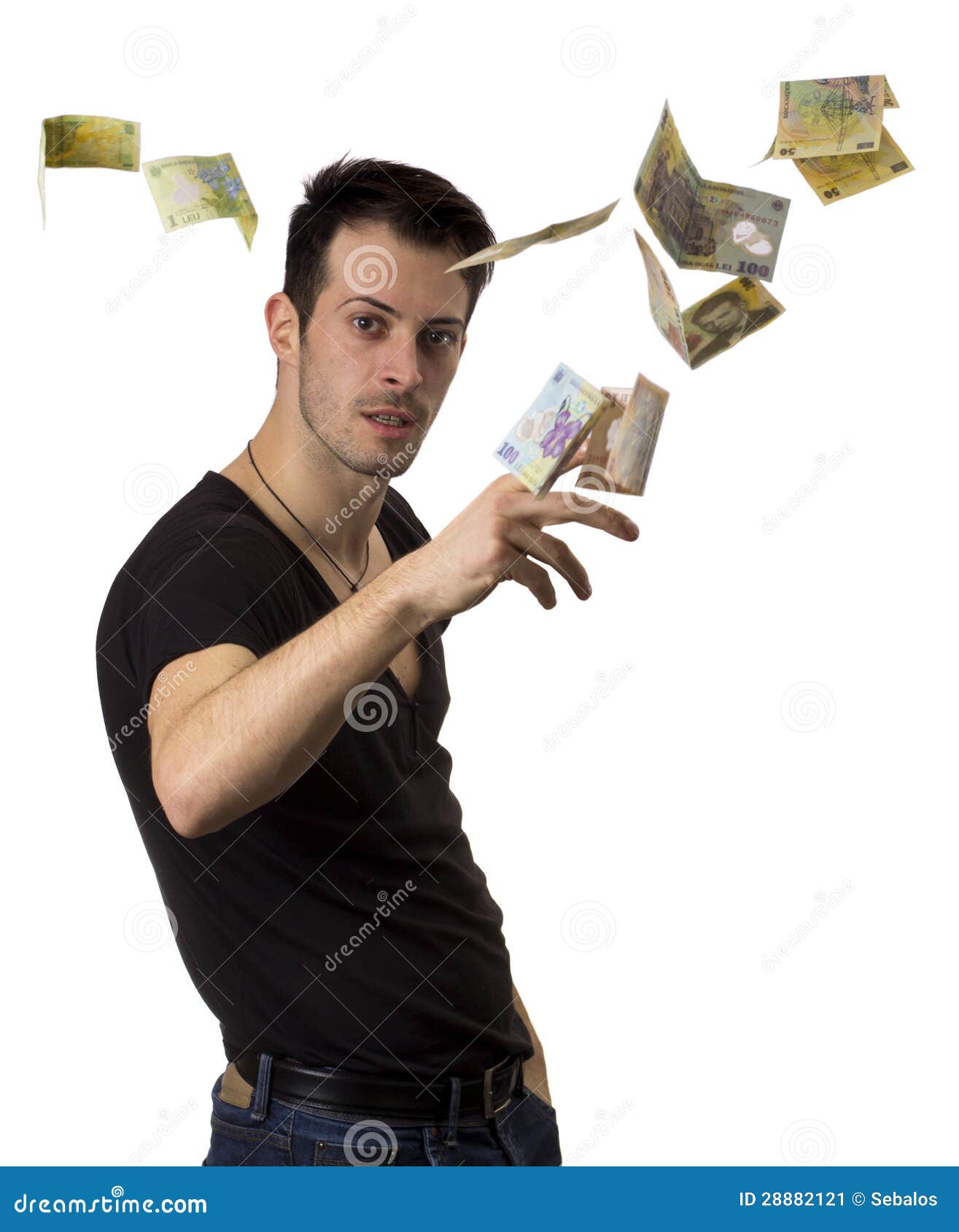 Mann wirft Geld stockbild. Bild von getrennt, aufgabe - 28882121