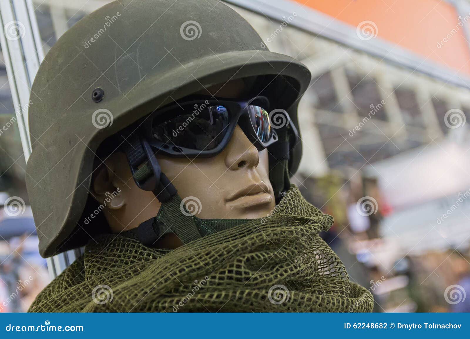 Mannequin In An Army Helmet And Tactical Goggles Stock Image ...