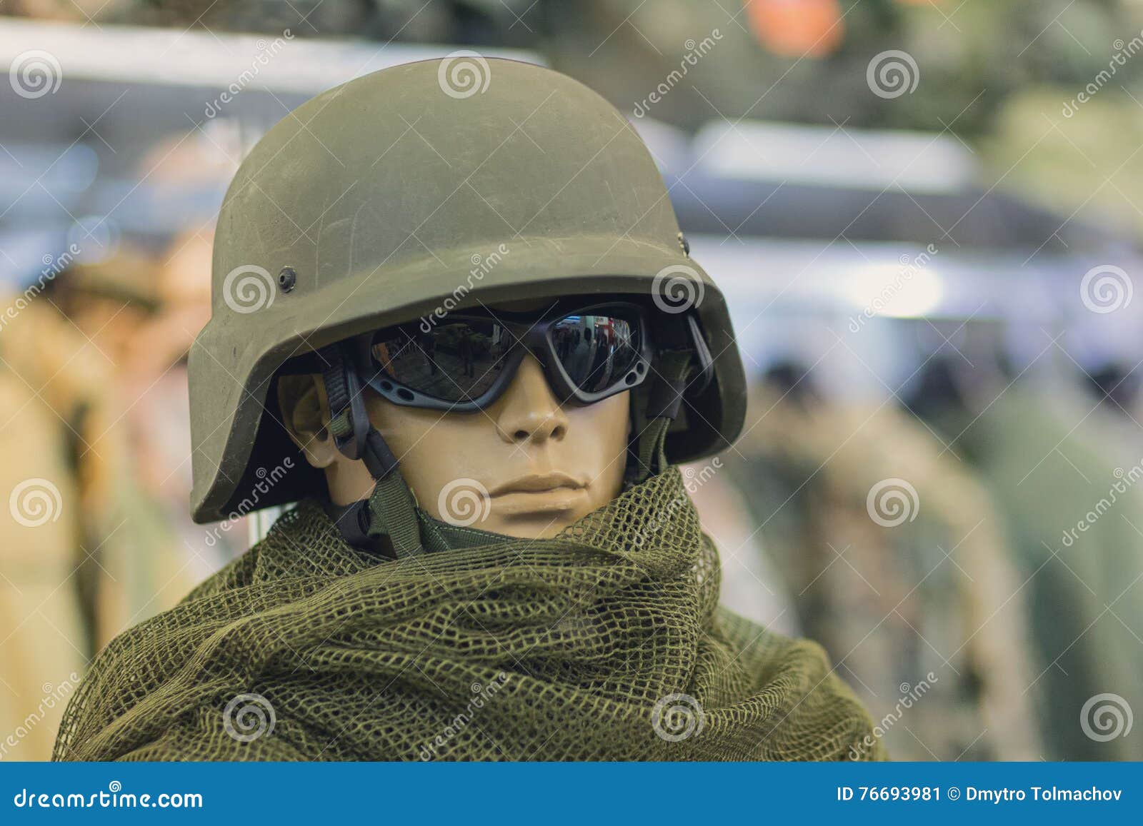 Mannequin in an Army Helmet and Tactical Goggles Stock Image - Image of ...