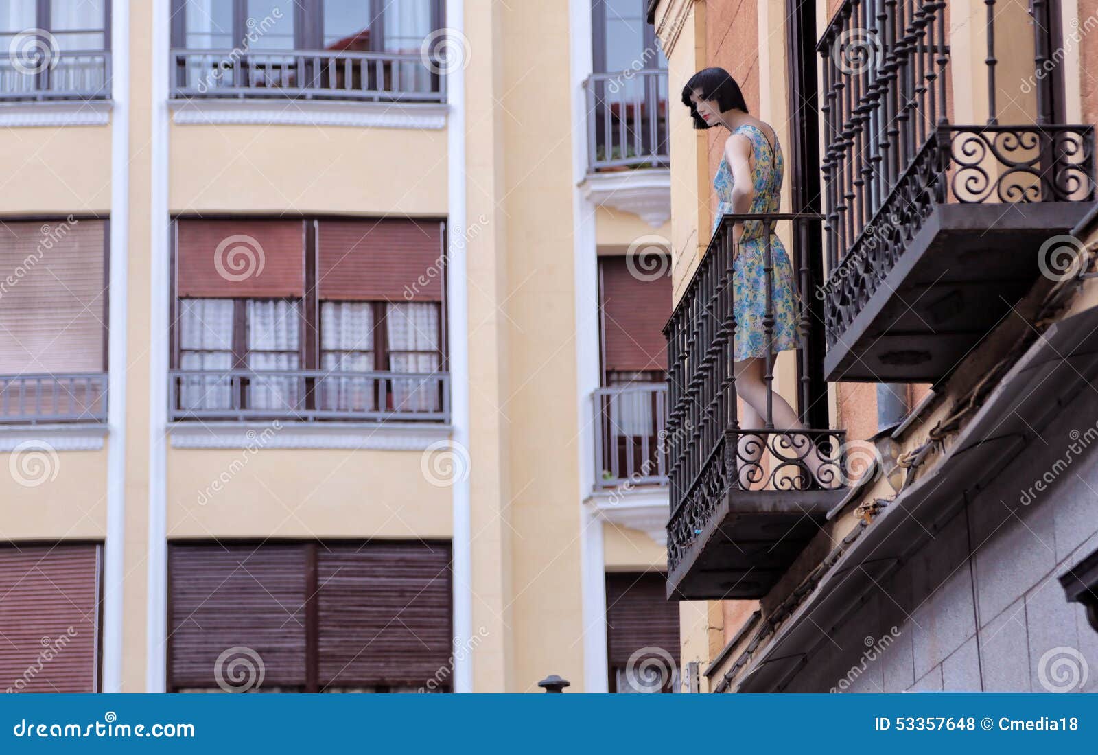 Mannequin in a balcony stock photo. Image of buildings - 53357648
