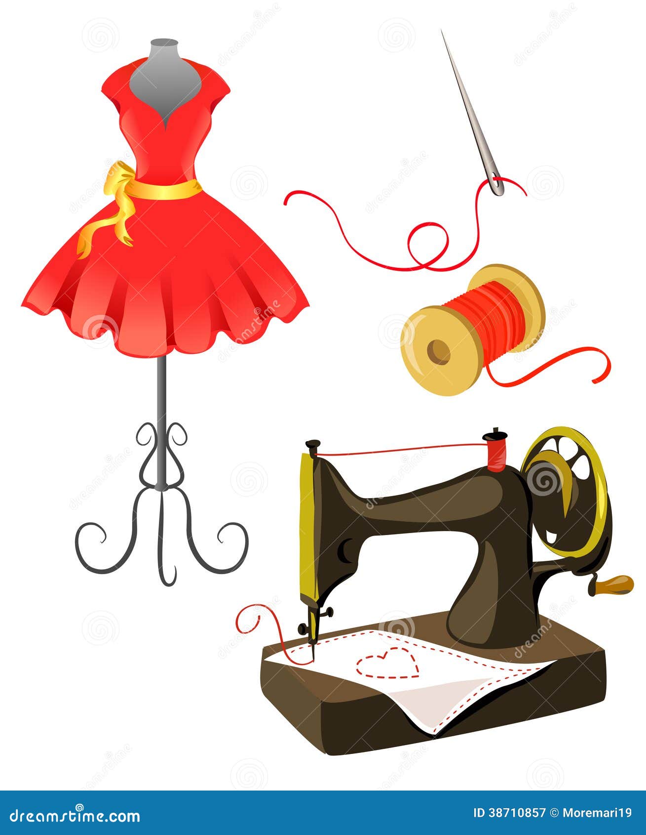 Mannequin, Dress, Sewing Machine Isolated Stock Vector - Illustration ...