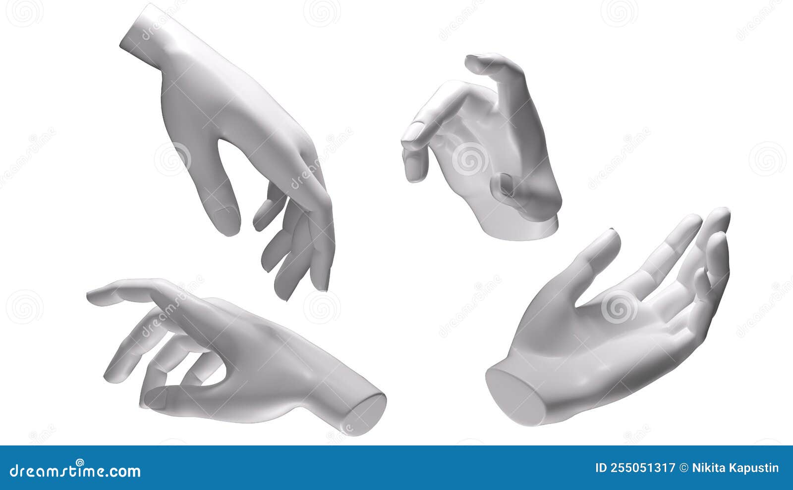 Mannequin Hand Set in Different Poses Gestures and Angles - 3d ...