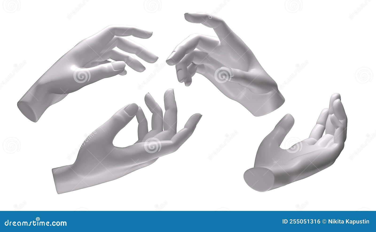 Mannequin Hand Set In Different Poses Gestures And Angles - 3d ...