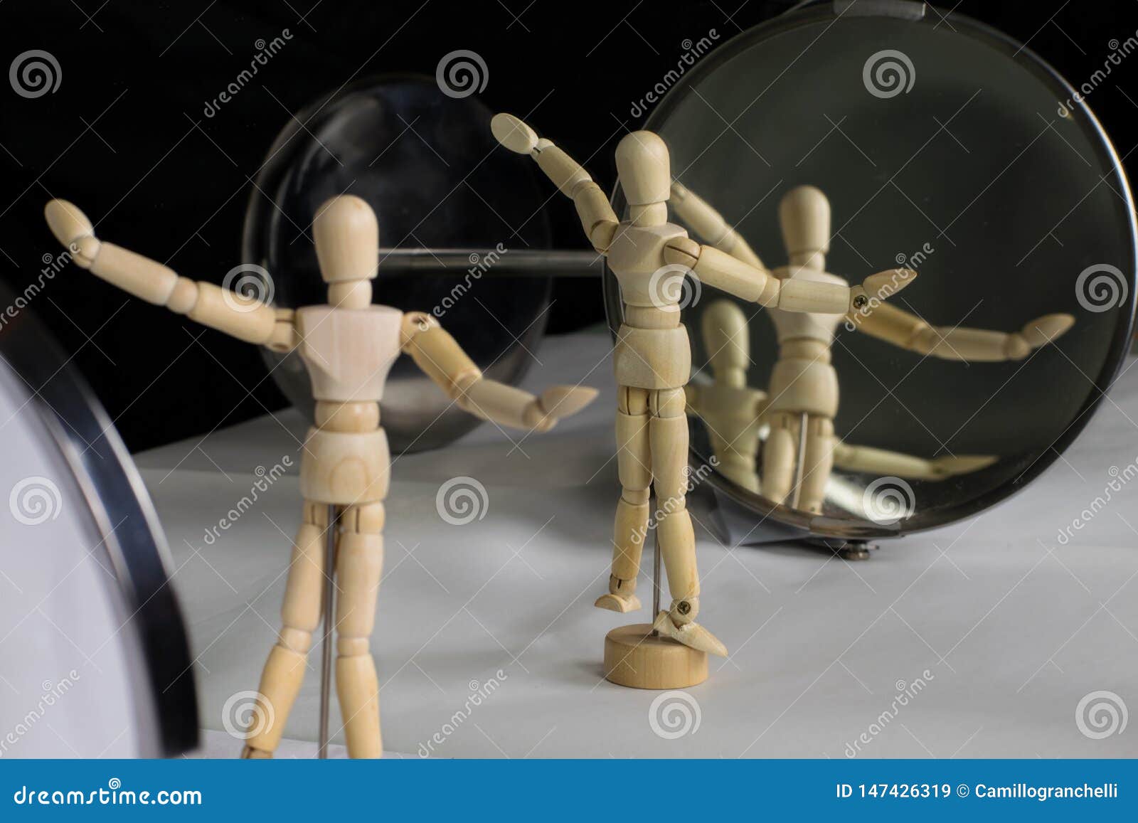 Mannequin in Plastic Pose in Front of the Mirror Stock Image - Image of ...