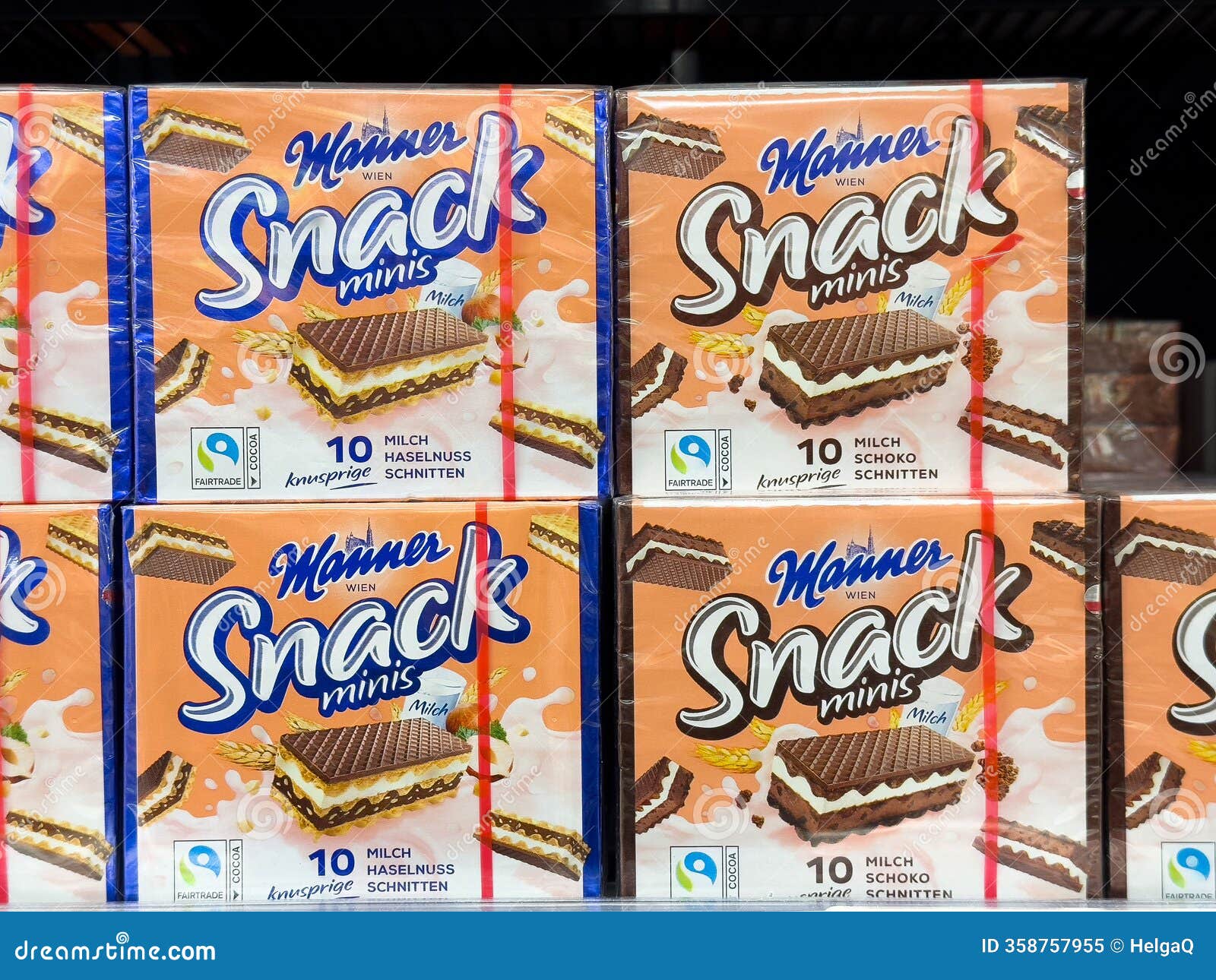 Manner Snack Minis Milk Hazelnut Wafers Packaging Display Editorial ...