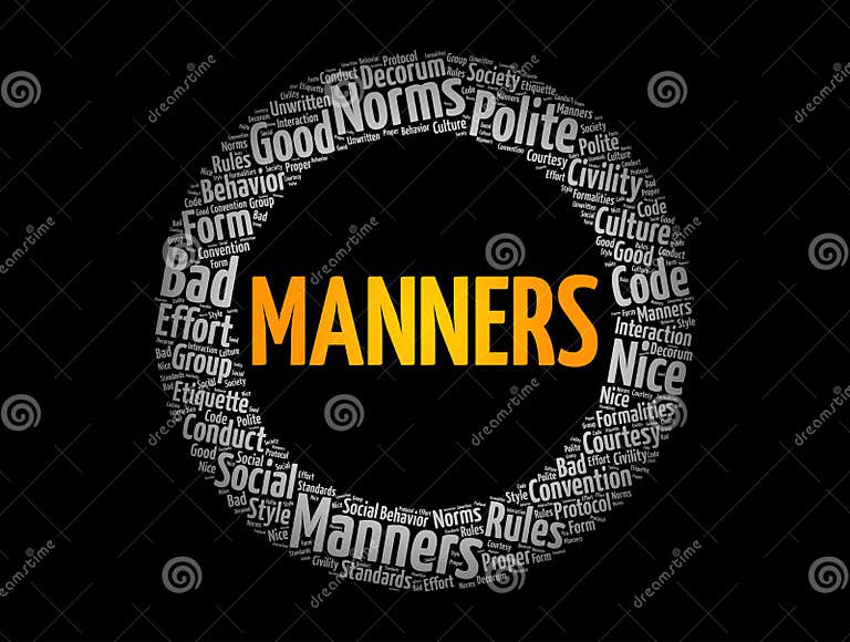 Manners Word Cloud Collage, Concept Background Stock Illustration ...