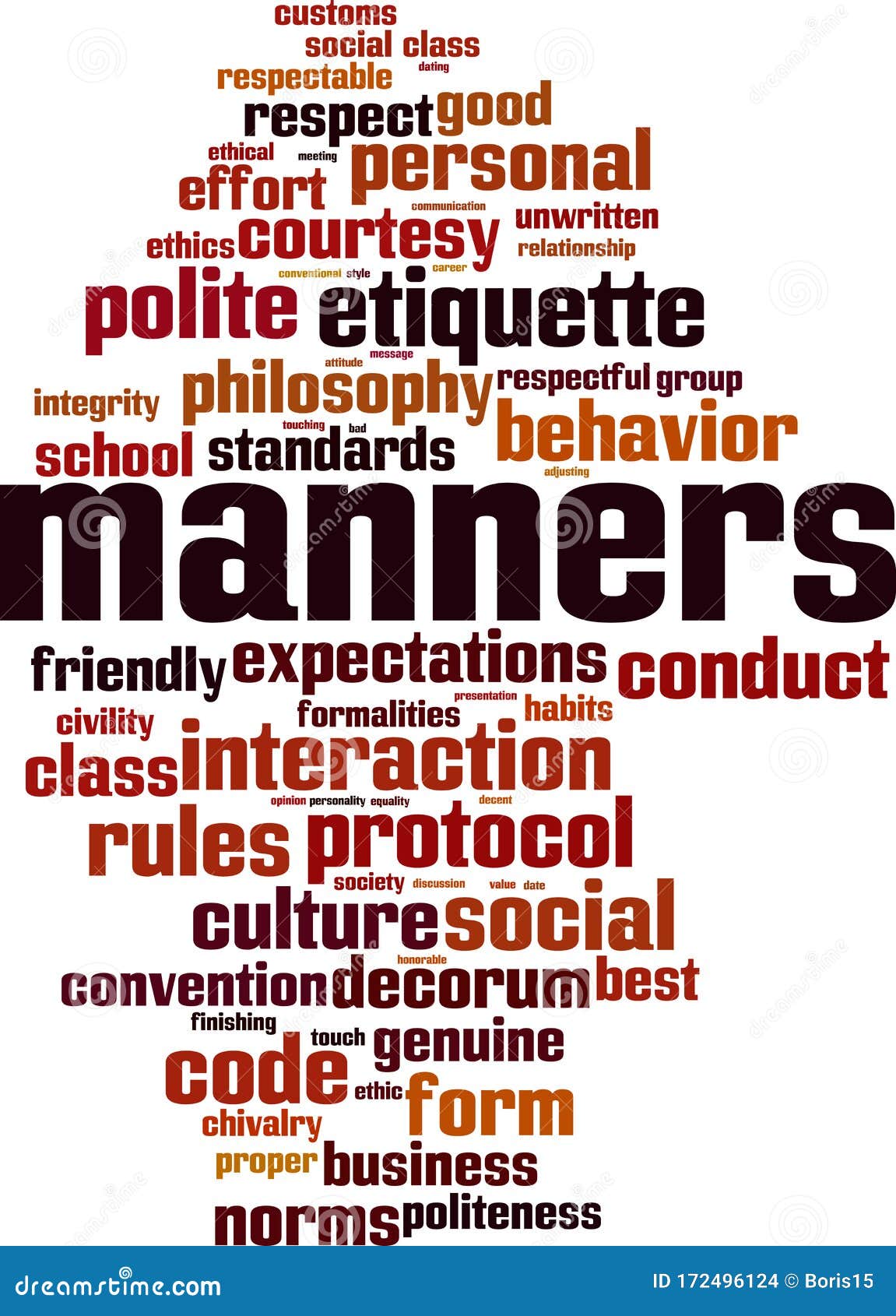 Manners Word Cloud In Shape Of World Map, Concept Background Royalty ...