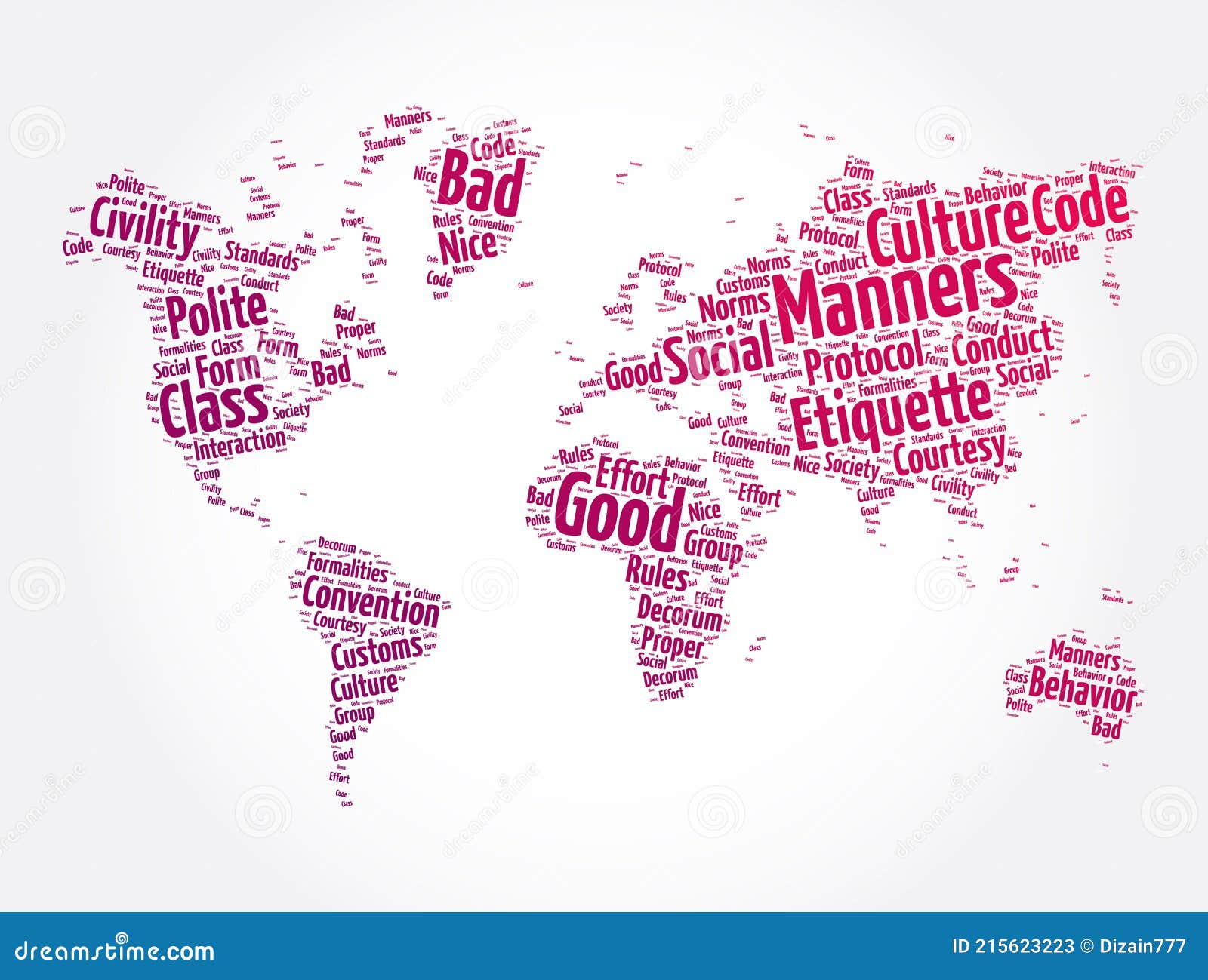 Manners Word Cloud In Shape Of World Map, Concept Background Royalty ...