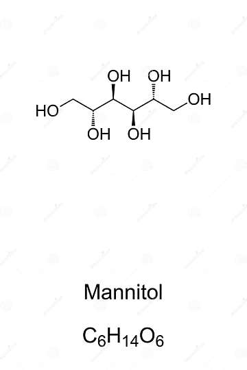 Mannitol, Mannite or Manna Sugar, Chemical Formula and Skeletal ...