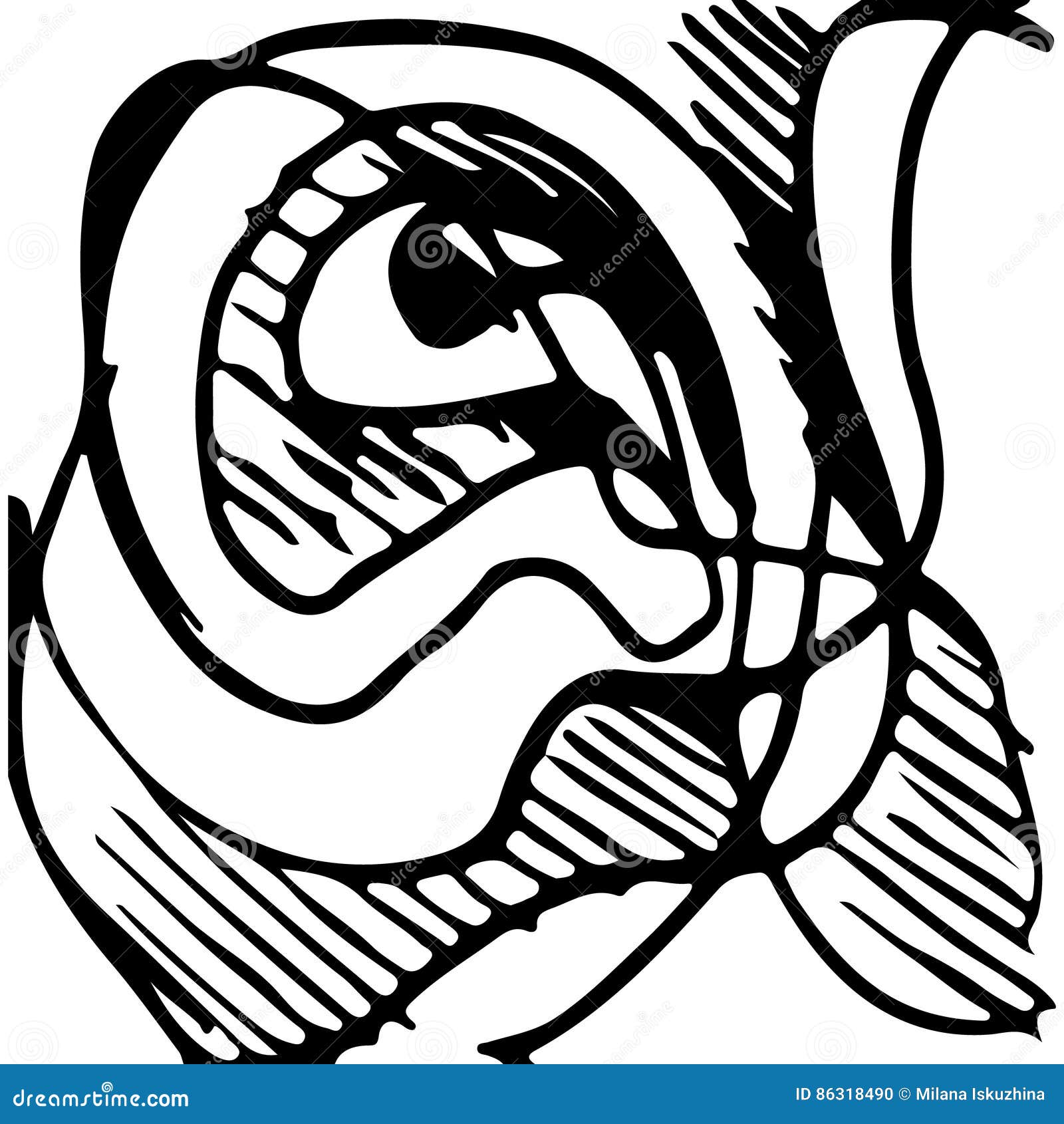 Mano Abstracta Blanco Y Negro Dibujada Stock de ilustración ...