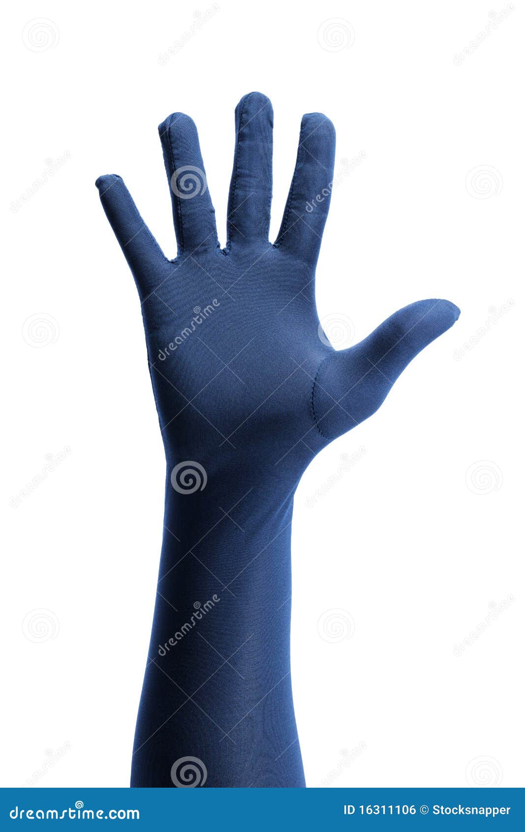 Mano azul foto de archivo. Imagen de spandex, gesto, azul - 16311106