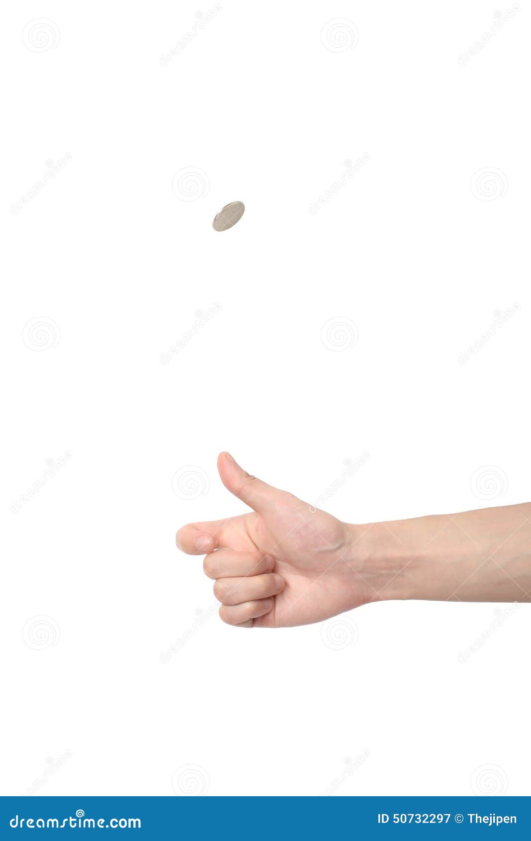Mano che getta una moneta immagine stock. Immagine di segno - 50732297