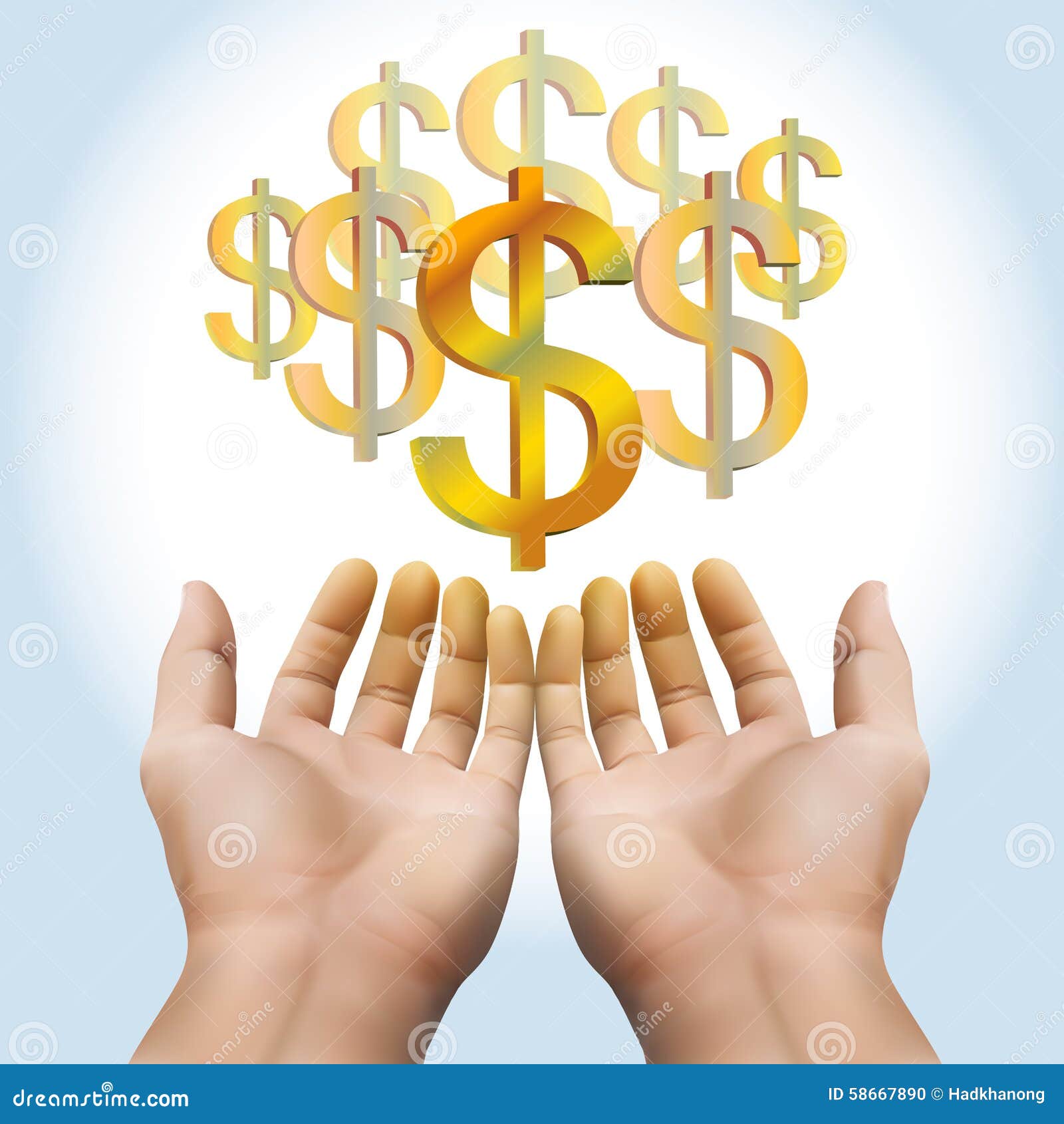 Mano Che Riceve Soldi O Oro Illustrazione Vettoriale - Illustrazione di ...